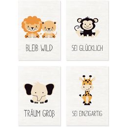 Poster OTTO HOME "Tiere", braun (farbe bild(er): braun), B:21cm H:29,7cm, Bilder, Poster, Bilder Set, 4tlg. je 21 x 29,7 cm, ohne Rahmen
