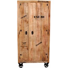 Garderobenschrank Sit, beige (natur), B:90cm H:190cm T:45cm, Massivholz, Recyceltes Altholz, Schr&auml;nke, Garderobenschrank, im Factory design, Breite 90 cm, Shabby Chic, Vintage