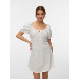 V&eacute;ro Moda Minikleid VERO MODA "VMJUTTY SS SHORT DRESS WVN", Damen, Gr. L, N-Gr, snow wei&szlig;, Web, Obermaterial: 100% Baumwolle, unifarben, kurz, elastischer Bund, Kleider Minikleid, Baumwolle