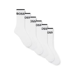 Businesssocken BOSS "6P QS Stripe CC", Herren, Gr. 39-42, wei&szlig; (wei&szlig;_100), Baumwollmischung, unifarben, elastisch, Socken, mit BOSS Schriftzug
