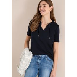 Tunikashirt Cecil, Damen, Gr. L (42), universal blau, Web, 100% Baumwolle, unifarben, comfort fit normal, Rundhals, abgesteppt, Shirts, im Tunika-Style