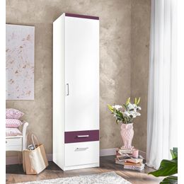 Kleiderschrank Priess, lila (wei&szlig;, brombeer), B:48cm H:193cm T:56cm, Holzwerkstoff, Schr&auml;nke, Kleiderschrank Dreht&uuml;renschrank