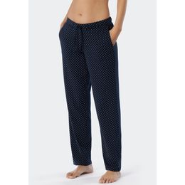 Loungehose Schiesser "Mix + Relax", Damen, Gr. 34, N-Gr, blau (dunkelblau, gem.), Single Jersey, Obermaterial: 95% Baumwolle, 5% Elasthan, bequem lang, Hosen Loungehose, seitliche Taschen, elastischer Bund, Single Jersey, bequem