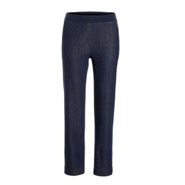 Stoffhose GOLDNER "Kurzgr&ouml;&szlig;e Komfortable Denim-Hose VERA mit Stretch", Damen, Gr. 19, K-Gr, blau (marine), Obermaterial: 70% Baumwolle CO. 29% Polyester PES. 1% Elasthan EL., weit, Hosen Stoffhose, Rei&szlig;verschluss-Optik vorne