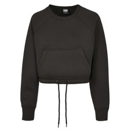 Sweatshirt Urban Classics "Urban Classics Damen Ladies Oversized Short Raglan Crew", Damen, Gr. L, schwarz, 68% Polyester, 27% Viskose, 5% Elasthan, unifarben, Rundhals, Sweatshirts Sweatshirt