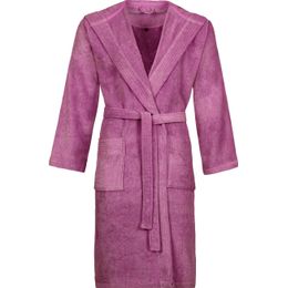 Unisex-Bademantel Vossen "Vegan Life, ideal f&uuml;r Sauna & Spa, Hotelbademantel, Morgenmantel" Gr. XS, lila (schwarzberry), L:120cm, Webfrottier, Hausm&auml;ntel, f&uuml;r Damen & Herren, mit Kapuze, VEGAN