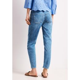 Tapered-fit-Jeans Street One, Damen, Gr. 27, L&auml;nge 28, mid blau random wash, Jeans, 57% Baumwolle, 20% Viskose, 20% Polyester, 3% Elasthan, unifarben, kn&ouml;chelfrei, Jeans, im Loose Fit