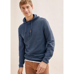 Strickpullover bonprix "Kapuzenpullover mit Baumwolle", Herren, Gr. 52/54 (L), blau (blau meliert), Feinstrick;Piqu&eacute;, Obermaterial: 50% Baumwolle, 50% Polyacryl, meliert, unifarben, regular fit h&uuml;ftlang, Rundhals, Rollkanten, Pullover Strickpullover, aus Baumwolle und Polyacryl, mit Kapuze, Regular Fit