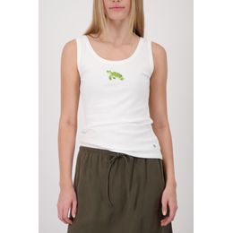 Tanktop monari "Top Schildkr&ouml;te", Damen, Gr. 34, ecru, Web, Obermaterial: 94% Baumwolle, 4% sonstige Fasern, 2% Elasthan, unifarben, regular fit taillenbedeckt, tiefer Rundhals, Tops Tanktop, Regular fit mit Schildkr&ouml;tenprint