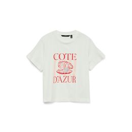 V&eacute;ro Moda T-Shirt VERO MODA "VMGINA METTE SS TOP BOX JRS", Damen, Gr. L, snow wei&szlig; print:cote d&acute;azur, Jersey, Obermaterial: 100% Baumwolle, bedruckt, normal, Rundhals, Shirts T-Shirt, Baumwolle