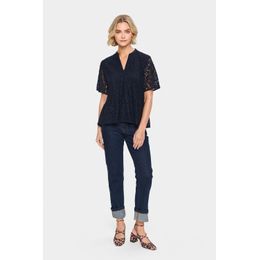 Saint Tropez Kurzarm-Bluse Gerade Passform Night Sky dark blue