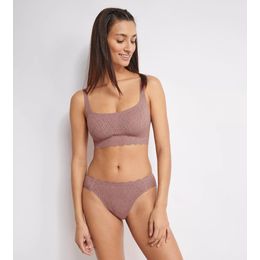 Bustier Sloggi "ZERO Feel Bliss Top", Damen, Gr. L, N-Gr, braun (cacao), Spitze, Obermaterial: 76% Polyamid, 24% Elasthan, Jacquardmuster, unifarben, BHs Bustier, unsichtbar mit Spitzenoptik