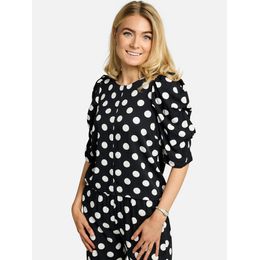 Blusentop LIBERT&Eacute; ESSENTIEL "Libert&eacute; Essentiel Shirt WINNIE", Damen, Gr. L, schwarz-wei&szlig; (schwarz, wei&szlig; big dot), Obermaterial: 100% Viskose, Blusen Blusentop