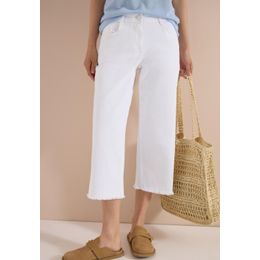 3/4-Jeans Cecil "Style Neele White", Damen, Gr. 27, N-Gr, wei&szlig;, Denim/Jeans, Obermaterial: 78% Baumwolle, 21% Elastomultiester, 1% Elasthan. Futter: 52% Polyester, 48% Baumwolle, unifarben, loose fit 3/4-L&auml;nge, Jeans, Wide Leg / mit Stretch
