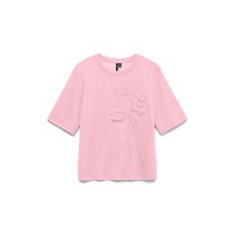 V&eacute;ro Moda Kurzarmshirt VERO MODA "VMHALI SS EMBROIDERY TOP JRS", Damen, Gr. L, pink, a, boo, Jersey, Obermaterial: 50% Viskose, 45% Polyester, 5% Elasthan, unifarben, normal, Rundhals, Shirts, Viskosemischung