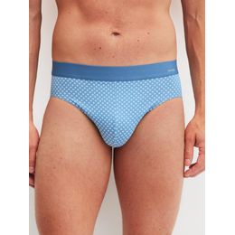 Slip Calida "Cotton Code Design", Damen, Gr. L (52/54), atlantic blau, Single Jersey, Obermaterial: 94% Baumwolle, 6% Elasthan, k&ouml;rpernah, Unterhosen Slip, weicher Elastikbund, ohne Eingriff, gemustert