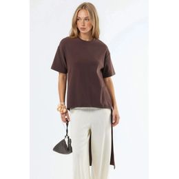 Oversized Crew Neck Tunika mit Schlitz
