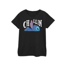 Disney - "Lilo And Stitch Chillin" T-Shirt f&uuml;r Damen (Schwarz)