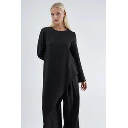 Texturierte Knopfleisten-Bluse mit langen &Auml;rmeln