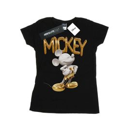 Disney - "Mickey Mouse Gold Statue" T-Shirt f&uuml;r Damen (Schwarz)