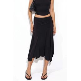 Asymmetrischer Midirock mit Drapierungsdetail