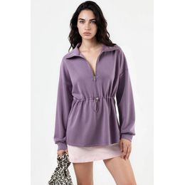 Rei&szlig;verschluss-Kragen-Sweatshirt mit verstellbarem Bund