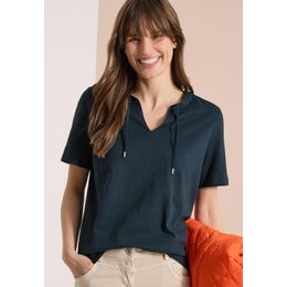 Tunikashirt Cecil, Damen, Gr. L (42), deep petrol blau, Web, 100% Baumwolle, unifarben, comfort fit normal, Rundhals, abgesteppt, Shirts, im Tunika-Style