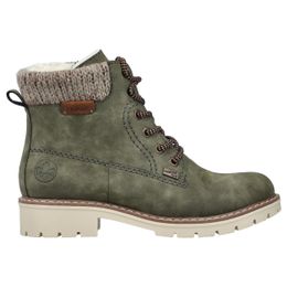 Winterstiefelette Rieker, Damen, Gr. 39, gr&uuml;n (khaki), Lederimitat, Textil, used, Basic, Schuhe Winterstiefelette, Schn&uuml;rstiefelette, TEX-Membran, 150 Jahre Rieker Jubil&auml;umsartikel