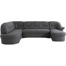 Wohnlandschaft DOMO collection "SARAFINA 295x83x180 cm, auch mit Federkern f&uuml;r mehr Sitzkomfort", grau, B:295cm H:83cm T:180cm, Luxus-Microfaser (92% Polyester, 8% Nylon);Microfaser PRIMABELLE (100% Polyester);Microfaser PRIMABELLE (100% Polyester) / Struktur (90% Polyester; 10% Polyacryl), Sofas, Wohnlandschaft, whlw. mit Bettfunktion, elegantes Design, U-Form