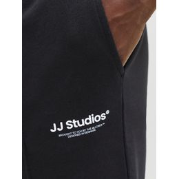 Jack & Jones PlusSize Sweatshorts "JPSTKANE SOHO SWEAT SHORTS MID SN PLS", Herren, Gr. 44 (5XL), N-Gr, schwarz, angeraute Sweatware, Obermaterial: 80% Baumwolle, 20% Polyester, JACK & JONES PLUSSIZE, bedruckt, relaxed fit, Hosen Sweatshorts, Baumwollmischung, relaxed fit