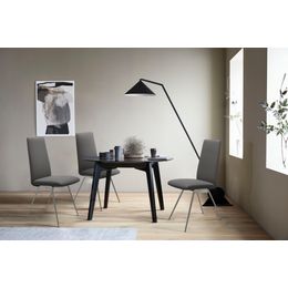 Polsterstuhl stressless "Laurel", grau (rock paloma, schwarz matt), B:57cm H:105cm T:60cm, Leder PALOMA: PALOMA ist ein durchgef&auml;rbtes Semianilin-M&ouml;belleder mit nat&uuml;rlicher Narbung., St&uuml;hle, Polsterstuhl, High Back, Gr&ouml;&szlig;e M, mit Beinen aus Stahl in Schwarz matt
