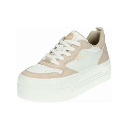 Sneaker Buffalo "Buffalo Sneaker Lederimitat", Damen, Gr. 40, wei&szlig; (wei&szlig;, beige), Lederimitat, Schuhe Sneaker