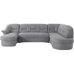 Wohnlandschaft DOMO collection "SARAFINA 295x83x180 cm, auch mit Federkern f&uuml;r mehr Sitzkomfort", grau, B:295cm H:83cm T:180cm, Luxus-Microfaser (92% Polyester, 8% Nylon);Microfaser PRIMABELLE (100% Polyester);Microfaser PRIMABELLE (100% Polyester) / Struktur (90% Polyester; 10% Polyacryl), Sofas, Wohnlandschaft, whlw. mit Bettfunktion, elegantes Design, U-Form