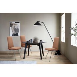 Polsterstuhl stressless "Laurel", braun (latte batick, schwarz matt), B:57cm H:105cm T:60cm, Leder BATICK: BATICK ist ein leicht korrigiertes, durchgef&auml;rbtes und genarbtes M&ouml;belleder, bei dem die meisten Unebenheiten und Spuren in der Regel entfernt wurden., St&uuml;hle, Polsterstuhl, High Back, Gr&ouml;&szlig;e M, mit Beinen aus Stahl in Schwarz matt