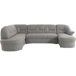 Wohnlandschaft DOMO collection "SARAFINA 295x83x180 cm, auch mit Federkern f&uuml;r mehr Sitzkomfort", grau (steelgrau), B:295cm H:83cm T:180cm, Luxus-Microfaser (92% Polyester, 8% Nylon);Microfaser PRIMABELLE (100% Polyester);Microfaser PRIMABELLE (100% Polyester) / Struktur (90% Polyester; 10% Polyacryl), Sofas, Wohnlandschaft, whlw. mit Bettfunktion, elegantes Design, U-Form