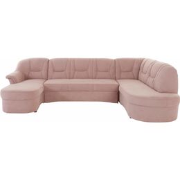 Wohnlandschaft DOMO collection "SARAFINA 295x83x180 cm, auch mit Federkern f&uuml;r mehr Sitzkomfort", rosa (flamingo), B:295cm H:83cm T:180cm, Luxus-Microfaser (92% Polyester, 8% Nylon);Microfaser PRIMABELLE (100% Polyester);Microfaser PRIMABELLE (100% Polyester) / Struktur (90% Polyester; 10% Polyacryl), Sofas, Wohnlandschaft, whlw. mit Bettfunktion, elegantes Design, U-Form