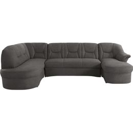 Wohnlandschaft DOMO collection "SARAFINA 295x83x180 cm, auch mit Federkern f&uuml;r mehr Sitzkomfort", grau (stone), B:295cm H:83cm T:180cm, Luxus-Microfaser (92% Polyester, 8% Nylon);Microfaser PRIMABELLE (100% Polyester);Microfaser PRIMABELLE (100% Polyester) / Struktur (90% Polyester; 10% Polyacryl), Sofas, Wohnlandschaft, whlw. mit Bettfunktion, elegantes Design, U-Form