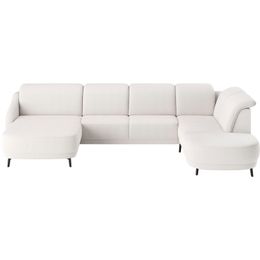 Sit & More Wohnlandschaft SIT & MORE "Blues U-Form", wei&szlig;, B:356cm H:93cm T:249cm, 100% Polyester, Sofas, Wohnlandschaft, inkl. Kopfteilverstellung, wahlweise mit Klapptisch und USB