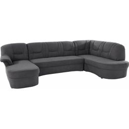 Wohnlandschaft DOMO collection "SARAFINA 295x83x180 cm, auch mit Federkern f&uuml;r mehr Sitzkomfort", grau (anthrazit), B:295cm H:83cm T:180cm, Luxus-Microfaser (92% Polyester, 8% Nylon);Microfaser PRIMABELLE (100% Polyester);Microfaser PRIMABELLE (100% Polyester) / Struktur (90% Polyester; 10% Polyacryl), Sofas, Wohnlandschaft, whlw. mit Bettfunktion, elegantes Design, U-Form