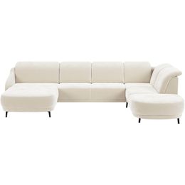 Sit & More Wohnlandschaft SIT & MORE "Blues U-Form", beige (elfenbein), B:356cm H:93cm T:249cm, 100% Polyester, Sofas, Wohnlandschaft, inkl. Kopfteilverstellung, wahlweise mit Klapptisch und USB