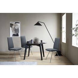 Polsterstuhl stressless "Laurel", blau (atlantic blau batick, schwarz matt), B:57cm H:105cm T:60cm, Leder BATICK: BATICK ist ein leicht korrigiertes, durchgef&auml;rbtes und genarbtes M&ouml;belleder, bei dem die meisten Unebenheiten und Spuren in der Regel entfernt wurden., St&uuml;hle, Polsterstuhl, High Back, Gr&ouml;&szlig;e M, mit Beinen aus Stahl in Schwarz matt