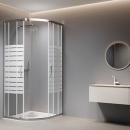 Runddusche Welltime "New Trento mit Streifendekor", chromfarben streifendekor, B:90cm H:195cm T:90cm, Duschkabinen, Extrahohe 195cm, 6mm ESG, verbessertes Rollensystem, Streifendekor