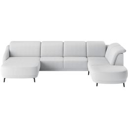 Sit & More Wohnlandschaft SIT & MORE "Blues U-Form", silber, B:356cm H:93cm T:249cm, 100% Polyester, Sofas, Wohnlandschaft, inkl. Kopfteilverstellung, wahlweise mit Klapptisch und USB