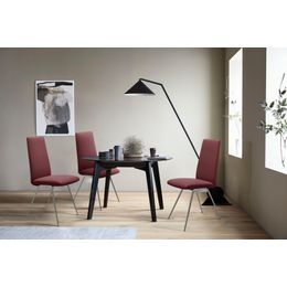 Polsterstuhl stressless "Laurel", rot (bordeaux batick, schwarz matt), B:57cm H:105cm T:60cm, Leder BATICK: BATICK ist ein leicht korrigiertes, durchgef&auml;rbtes und genarbtes M&ouml;belleder, bei dem die meisten Unebenheiten und Spuren in der Regel entfernt wurden., St&uuml;hle, Polsterstuhl, High Back, Gr&ouml;&szlig;e M, mit Beinen aus Stahl in Schwarz matt