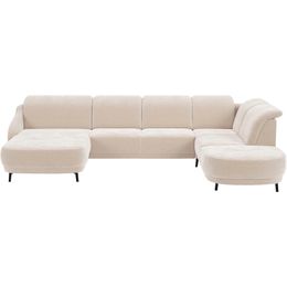Sit & More Wohnlandschaft SIT & MORE "Blues U-Form", beige, B:356cm H:93cm T:249cm, 95% Polyester 5% Polyamid, Sofas, Wohnlandschaft, inkl. Kopfteilverstellung, wahlweise mit Klapptisch und USB