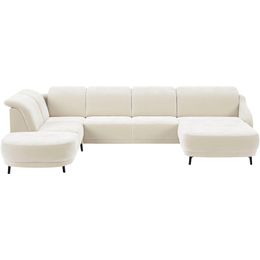 Sit & More Wohnlandschaft SIT & MORE "Blues U-Form", beige (elfenbein), B:356cm H:93cm T:249cm, 100% Polyester, Sofas, Wohnlandschaft, inkl. Kopfteilverstellung, wahlweise mit Klapptisch und USB