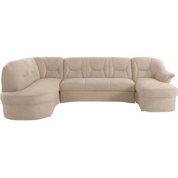 Wohnlandschaft DOMO collection "SARAFINA 295x83x180 cm, auch mit Federkern f&uuml;r mehr Sitzkomfort", beige, B:295cm H:83cm T:180cm, Luxus-Microfaser (92% Polyester, 8% Nylon);Microfaser PRIMABELLE (100% Polyester);Microfaser PRIMABELLE (100% Polyester) / Struktur (90% Polyester; 10% Polyacryl), Sofas, Wohnlandschaft, whlw. mit Bettfunktion, elegantes Design, U-Form