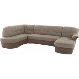 Wohnlandschaft DOMO collection "SARAFINA 295x83x180 cm, auch mit Federkern f&uuml;r mehr Sitzkomfort", braun (braun, braun, beige), B:295cm H:83cm T:180cm, Luxus-Microfaser (92% Polyester, 8% Nylon);Microfaser PRIMABELLE (100% Polyester);Microfaser PRIMABELLE (100% Polyester) / Struktur (90% Polyester; 10% Polyacryl), Sofas, Wohnlandschaft, whlw. mit Bettfunktion, elegantes Design, U-Form