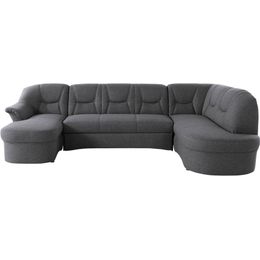 Wohnlandschaft DOMO collection "SARAFINA 295x83x180 cm, auch mit Federkern f&uuml;r mehr Sitzkomfort", grau, B:295cm H:83cm T:180cm, Luxus-Microfaser (92% Polyester, 8% Nylon);Microfaser PRIMABELLE (100% Polyester);Microfaser PRIMABELLE (100% Polyester) / Struktur (90% Polyester; 10% Polyacryl), Sofas, Wohnlandschaft, whlw. mit Bettfunktion, elegantes Design, U-Form