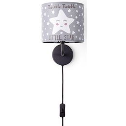 Paco Home Wandleuchte "Aleyna 105", schwarz (grau), 1, &Oslash; 18cm H: 26,5cm, Leuchten, Kinderlampe Babyzimmer Kinderzimmer &Oslash; 18cm Mond Kabel 3m E14, Wandleuchte
